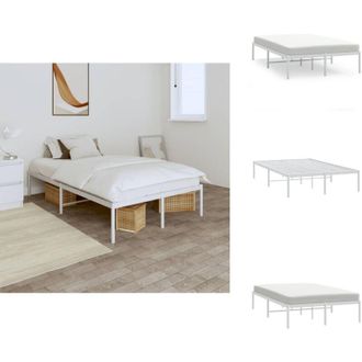 vidaXL Vidaxl - Cadre de lit m&eacute;tal blanc 120x190 cm - Cadre De Lit - Lit Double - Lit Metal - Lit Blanc - Meuble Chambre