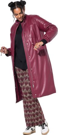 STUDIO UNTOLD Damen gro&szlig;e Gr&ouml;&szlig;en &Uuml;bergr&ouml;&szlig;en Plus Size Mantel, Lederoptik, Taillen-Tunnelzug weinrot 46+ 842782344-46+