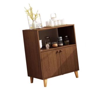 Generic Kleines Sideboard mit offenen Ablagef&auml;chern und abgerundeten Ecken, freistehender Schrank aus Holzwerkstoff, geeignet for K&uuml;chen und Eingangsbereiche(