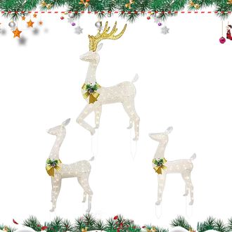 Generic Weihnachtsgartendekorationen mit Stangen - 3 St&uuml;ck wetterfeste LED- | Leuchtende Rentiere f&uuml;r Weihnachten im Freien - f&uuml;r Weihnachtsfeiern Haus, Garte