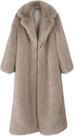 Generic Cardigan Maxi en Fausse Fourrure hirsute pour Femmes, Manteaux Longs Parka mi-v&ecirc;tements Moelleux (Kaki,Grand)