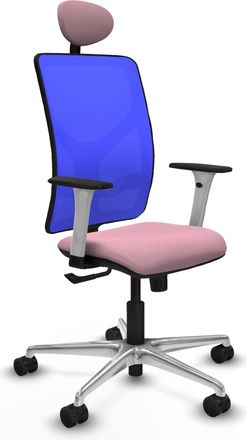 Piqueras y Crespo Idealer Arbeitsstuhl mit wei&szlig;en und schwarzen Armlehnen, h&ouml;henverstellbarer Lendenwirbelst&uuml;tze und festem Kopfteil, ausgestattet mit 3 Positionen, Bla