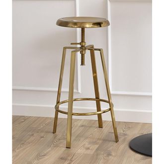 ebuy24 Ebuy24 - Tabouret de bar hauteur 67 &agrave; 87 cm en m&eacute;tal dor&eacute;