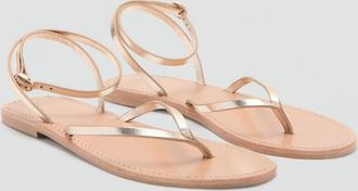 Mango Sandales &agrave; lani&egrave;res m&eacute;tallis&eacute;es or - Femme - 35 - MANGO