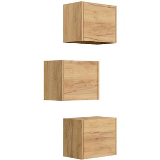 Magnolia Home 3er Set Badschr&auml;nke Taifun - variable Montage - kreatives Bad eiche gold