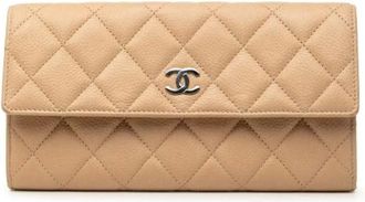 Chanel Portefeuille Long &agrave; rabat Pre-owned - Femme - Pre-owned - Beige - Taille: ONE Size