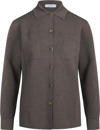 Gran Sasso Chemise en laine vierge boutonn&eacute;e - Femme - Pulls - Brun - Taille: 42 FR