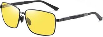 Generic Lunettes De Soleil Pilote Hommes M&eacute;tal Polaris&eacute; Sports De Plein Air Monture Carr&eacute;e Lunettes De Soleil(Yellow)