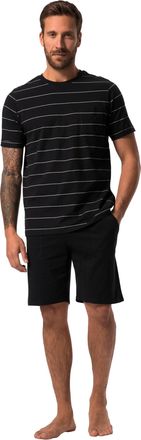 JP1880 Herren große Größen Übergrößen Menswear L-8XL Schlafanzug, kurzer Zweiteiler, geringeltes T-Shirt, Shorts, bis 8 XL schwarz XL 825555100-XL