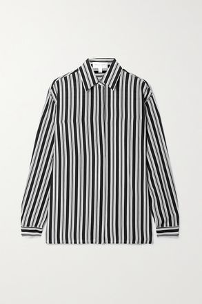 Michael Kors Hemd Aus Gestreiftem Cr&ecirc;pe De Chine Aus Bioseide - Schwarz