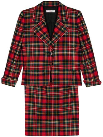 Saint Laurent costume à motif tartan (années 1980) - Rouge