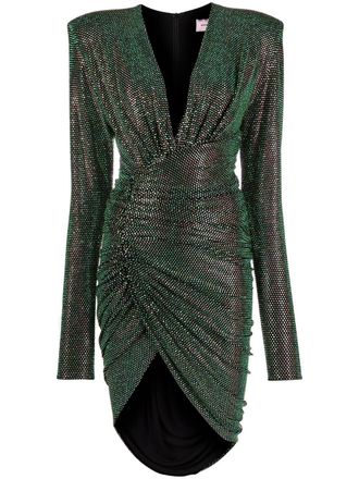 Alexandre Vauthier robe portefeuille &agrave; ornements en cristal - Vert
