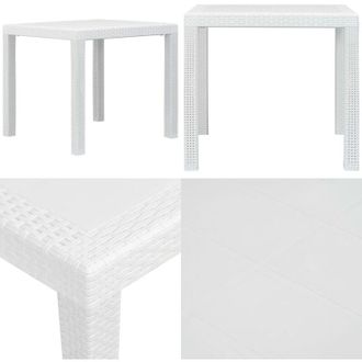 vidaXL Gartentisch Wei&szlig; 79x79x72 cm Kunststoff Rattan-Optik - Gartentisch - Kunststofftisch - Rattan Optik - Wei&szlig;er Gartentisch - Wetterfest - Home & Living