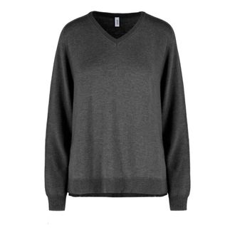 Bomboogie Femme, Pulls, Gris, Taille: 38 FR Pull en laine m&eacute;rinos &agrave; col en V