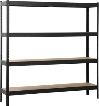Schulte Regalwelt Schwerlastregal XXL mit 4 MDF-B&ouml;den 180x180x40 cm (HxBxT), 200 Kg Traglast pro Boden, schwarz