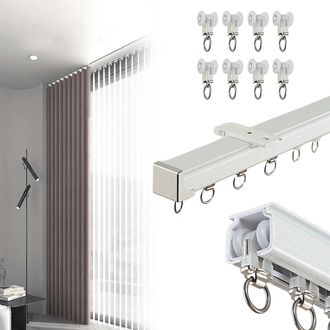 Generic Vorhangschiene, Aluminium Schiebevorhangschienen, Stumm Drapery-Schiene, F&uuml;r Wohnzimmer, Schlafzimmer, Raumteiler(Wei&szlig;,3.5m)