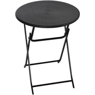 OUTSUNNY Table basse ext&eacute;rieure - Outsunny - pour 2 personnes - ronde - plateau en HDPE et structure en acier - &Oslash; 60 x 73H cm - gris fonc&eacute;