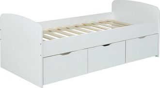 Vente-Unique WEBER INDUSTRIES Bett mit 2 Schubladen & 1 Bettkasten - 90 x 190 cm - Weiß - LOUANE