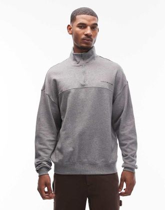 Tommy Hilfiger Sweat à col zippé avec petit logo - Gris