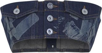 Jean Paul Gaultier Femme, Tops, Bleu, Taille: 40 FR Denim Bra