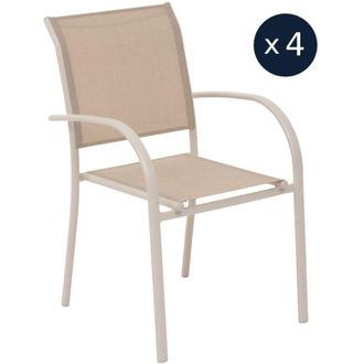 Hesperide Lot de 4 fauteuils de jardin en texaline Piazza Lin/Argile - Hesp&eacute;ride