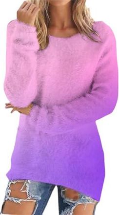 Generic Sweat-shirt ailé pour femme de couleur unie - Sweat-shirt à col rond à manches longues - Haut dautomne - Col rond - Pull à manches longues, Chandail e