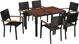 vidaXL Vidaxl - Ensemble &agrave; manger dext&eacute;rieur 7pcs R&eacute;sine tress&eacute;e acacia Noir
