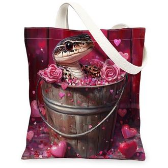 Generic Joli sac fourre-tout en toile serpent pour faire du shopping, 33 x 38,1 cm, sac &agrave; bandouli&egrave;re r&eacute;utilisable pour femme, peinture animale, d&eacute;coration ca