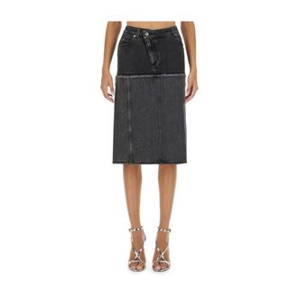 Alexander McQueen Zweifarbiger Denim-Rock - - Skirts - Damen - Schwarzk - S