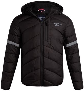 Reebok Herren-Winterjacke, wasserabweisend, schwerer Puffermantel mit Kapuze, gesteppt, isoliert, warm, Wintermantel f&uuml;r Herren, Schwarz (Black Ink), XL