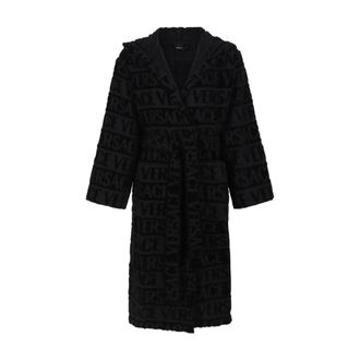 Versace Homme, V&ecirc;tements de nuit et de d&eacute;tente, Noir, Taille: L La Greca Bathrobe