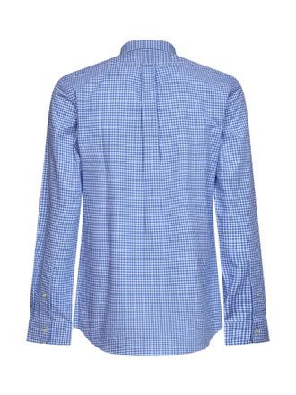 Polo Ralph Lauren Mens Shirt Slim-Fit Checked Light Blue Cotton
