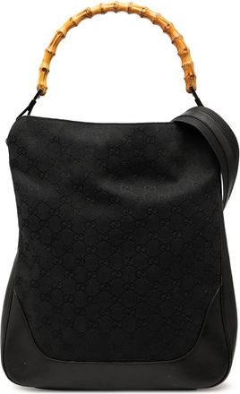 Gucci Hobo Bags - GG Canvas Bamboo Web Satchel - Gr. unisize - in Schwarz - f&uuml;r Damen