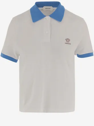 Versace Womens Polo Shirt Cotton White Tops