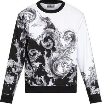 Versace Jeans Couture Homme, Sweatshirts et sweats &agrave; capuche, Blanc, Taille: XL Barocco Print SweaT-shirt