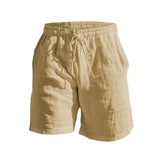 Generic Short Plage Homme - Short Casual Homme Coton Trousers Taille Elastique Couleur Unie Pantalon Courte Respirant Pantalon Fluide L&eacute;ger Trousers De Surv&ecirc;t