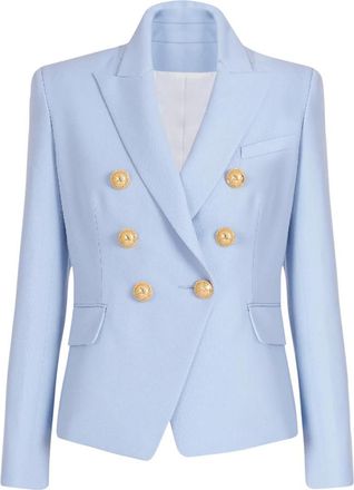 Balmain Femme, Vestes, Bleu, Taille: 34 FR Veste crois&eacute;e en grain de poudre