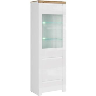 Konsimo Damino Vitrinenschrank, Glas Wei&szlig;/Eiche Wotan Dekor - Konsimo