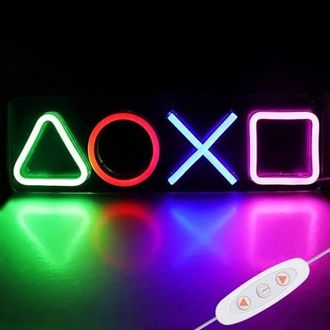 Generic Lampe n&eacute;on en acrylique avec bouton de jeu - Aliment&eacute; par USB - D&eacute;coration murale LED pour jeu vid&eacute;o (LED Gaming)