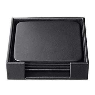 Dacasso Classic Square Untersetzer-Set mit Halterung, Schwarz