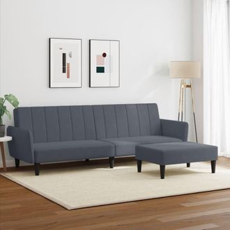 Generic Kangmusi Schlafsofa 2-Sitzer mit Fu?hocker Dunkelgrau Samt, kangmusi3216251
