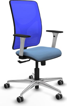 Piqueras y Crespo B&uuml;rostuhl mit Rollen und wei&szlig;en und schwarzen Armlehnen, h&ouml;henverstellbare Lendenwirbelst&uuml;tze, ausgestattet mit 3 Positionen, Blau/Himmelblau