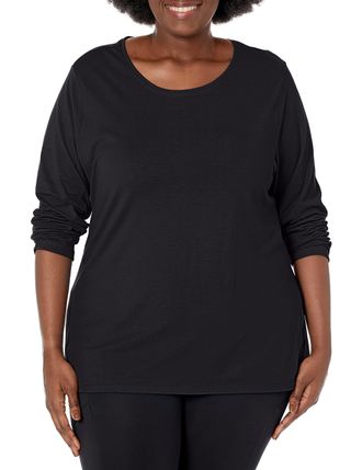 Hanes Damen Just My Size &Uuml;bergr&ouml;&szlig;e Langarm Baumwolle U-Ausschnitt T-Shirts Hemd, Ebenholz, 46