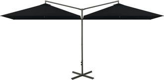 vidaXL Parasol de jardin double avec m&acirc;t en acier noir 600x300 cm vidaXL