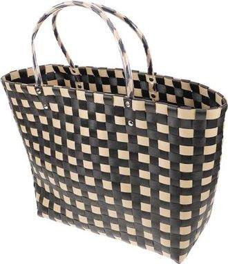 BESTONZON Paquet Cabas Tissé Main en PVC Grand Format Paquet à Provisions Tissé pour Courses et Plage Élégant et Léger pour Femme Panier en Rotin Synthétique de