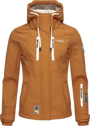 Marikoo Damen Softshelljacke &Uuml;bergangsjacke mit Kapuze Kleinezicke Caramel Brown Gr. XXL