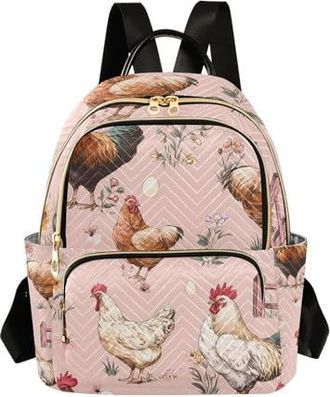 Mnsruu Mini sac à dos pour femme, coq, oeufs, ferme, rose, petit sac à dos tendance pour femme, sac à dos décontracté, Multi945, M