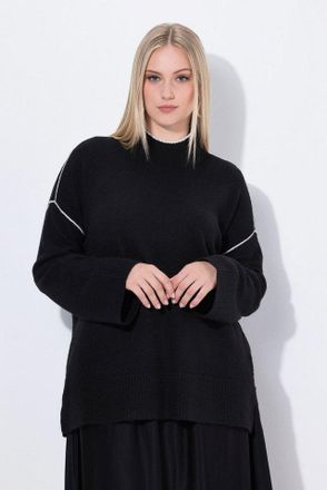 Ulla Popken Strickpullover Pullover Schmuckn&auml;hte Stehkragen Langarm