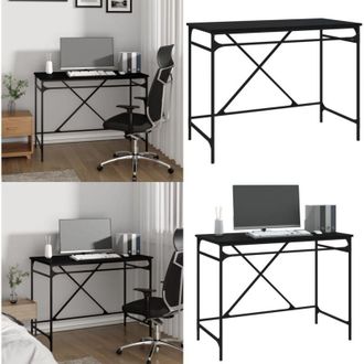 vidaXL Schreibtisch Schwarz 100x50x75 cm Holzwerkstoff und Eisen - Schwarzer Schreibtisch - Industrierstil Schreibtisch - Holzwerkstoff Schreibtisch