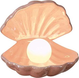 BESPORTBLE Perle de coquillage lumi&egrave;re accentu&eacute;e - Veilleuse en coquillage - D&eacute;coration de table - Pour chambre &agrave; coucher, salon - Rose